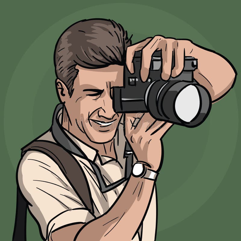 The Photographer is at Work. Stock Vector - Illustration of lens ...
