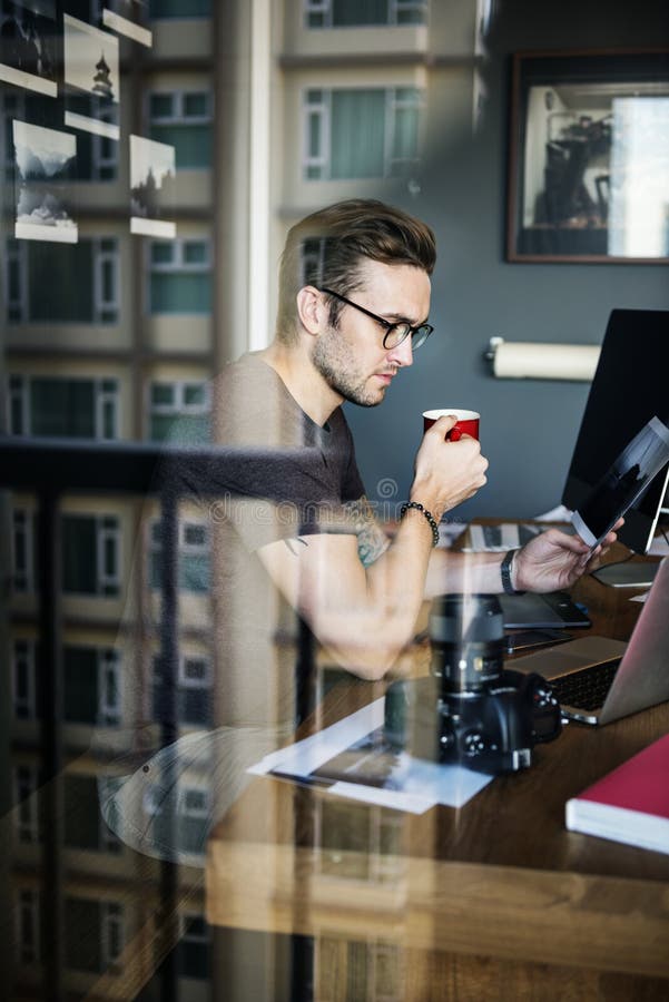 Photographer Working Checking Photo Concept Stock Photo - Image of ...