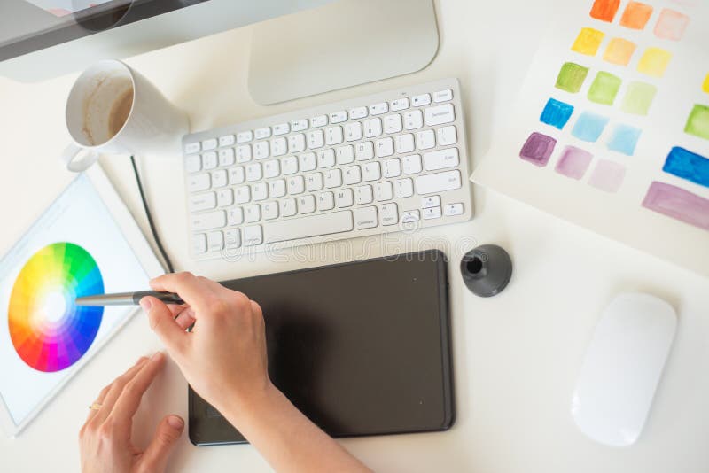 Photographer.working Photo. Working on a Design. at Your Desk. Graphics ...