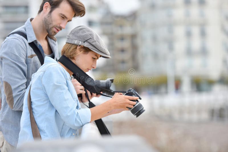 Photographers at Work in Town Stock Image - Image of capturing, trendy ...