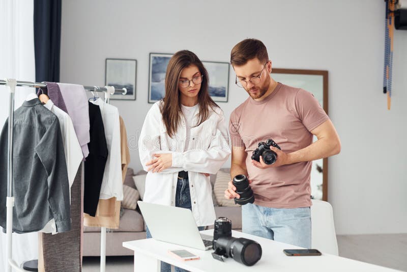 Photographers Works Indoors in Their Studio at Daytime Stock Image ...