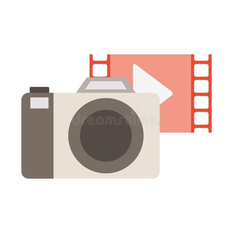 Photographic Camera with Play Button Icons Stock Vector - Illustration ...