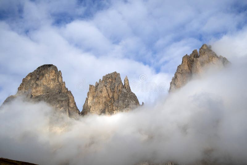 The Mountains of the Dolomites Group View of the Sasso Lungo Stock ...