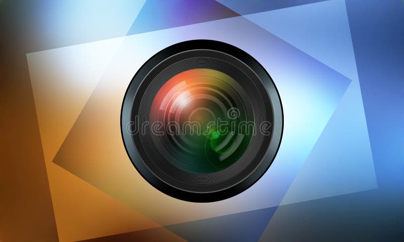 Photographic Lens and Film Strip on Abstract Background Stock ...