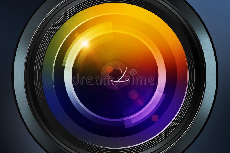 Photographic Lens on Dark Background Stock Illustration - Illustration ...