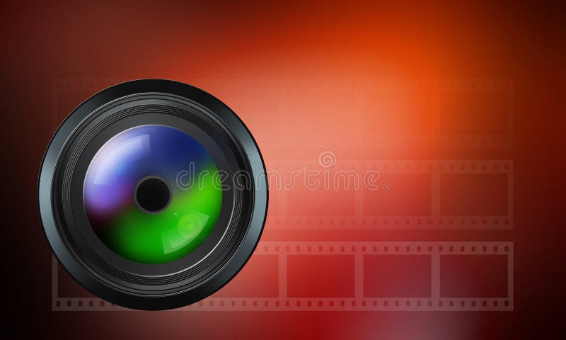 Photographic Lens And Film Strip On Abstract Background Stock ...