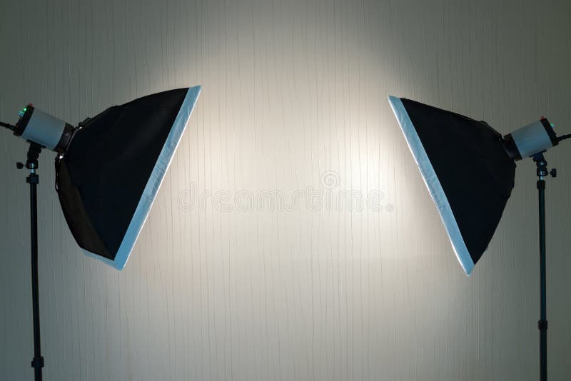 Photographic LIghting - Two Studio Lights with Soft Boxes Stock Photo ...