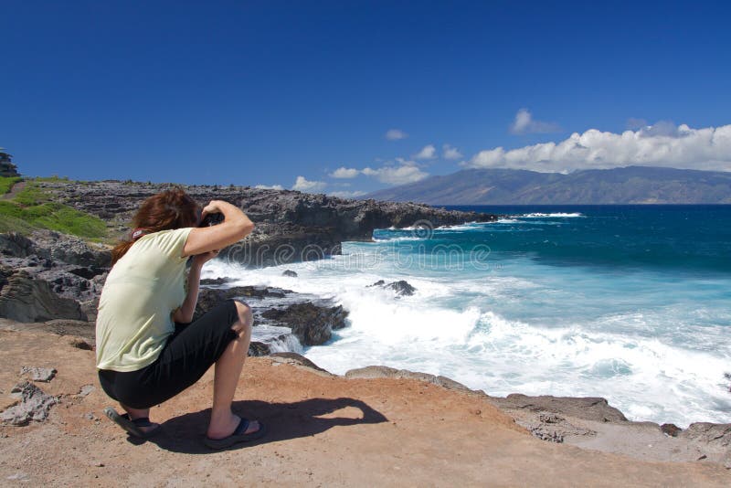 Photographing the Maui Coastline Stock Image - Image of outdoors ...