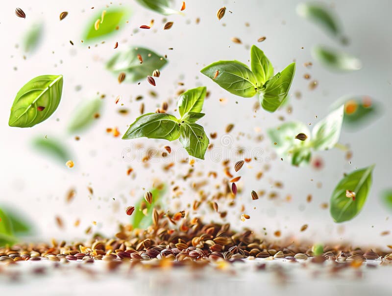 Photography of BASIL SEEDS Falling from the Sky, Hyperpop Colour Scheme ...