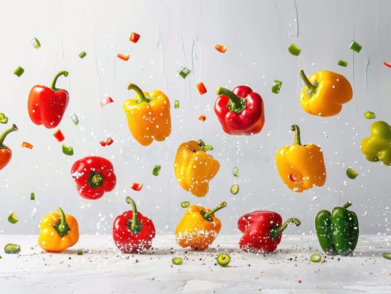 Photography of BELL PEPPERS Falling from the Sky, Hyperpop Colour ...