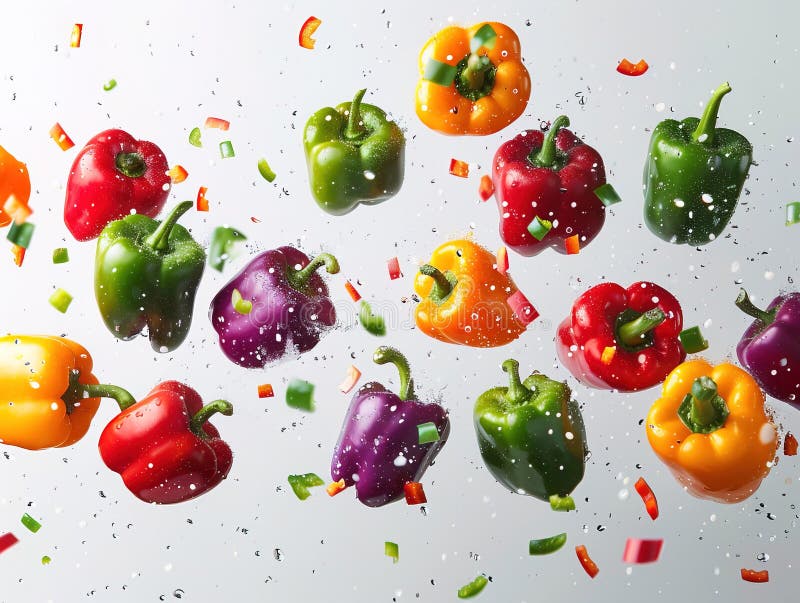 Photography of BELL PEPPERS Falling from the Sky, Hyperpop Colour ...
