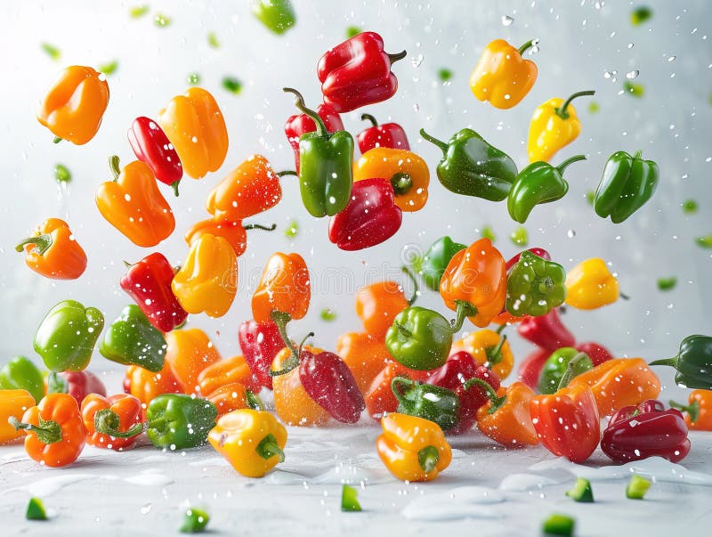 Photography of BELL PEPPERS Falling from the Sky, Hyperpop Colour ...
