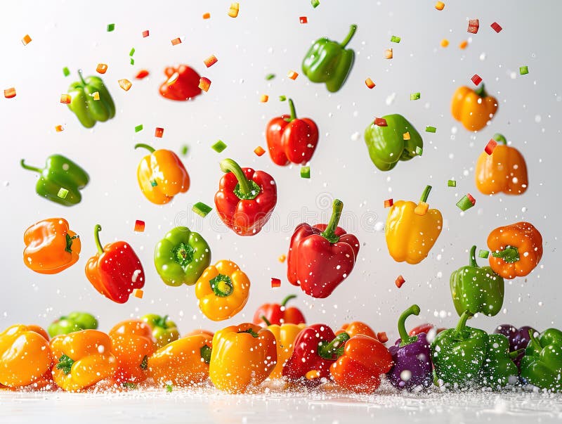 Photography of BELL PEPPERS Falling from the Sky, Hyperpop Colour ...