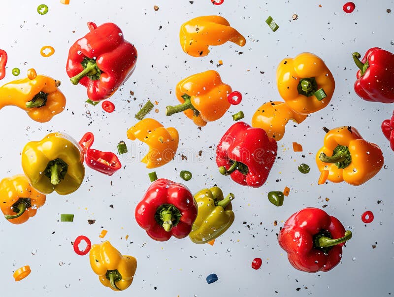 Photography of BELL PEPPERS Falling from the Sky, Hyperpop Colour ...
