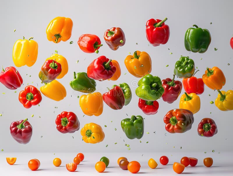 Photography of BELL PEPPERS Falling from the Sky, Hyperpop Colour ...