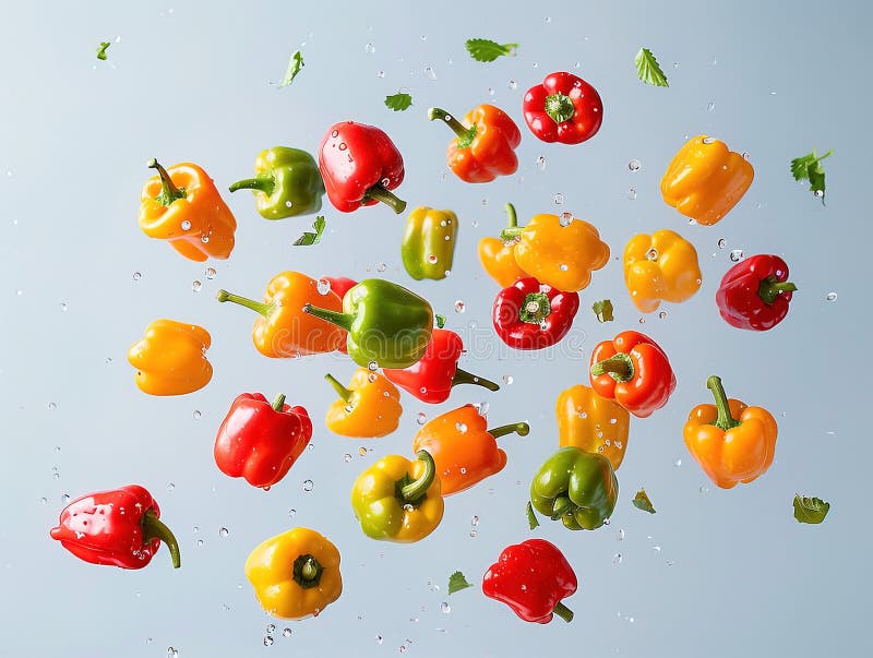 Photography of BELL PEPPERS Falling from the Sky, Hyperpop Colour ...