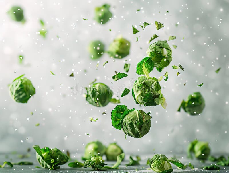 Photography of BRUSSELS SPROUTS Falling from the Sky, Hyperpop Colour ...
