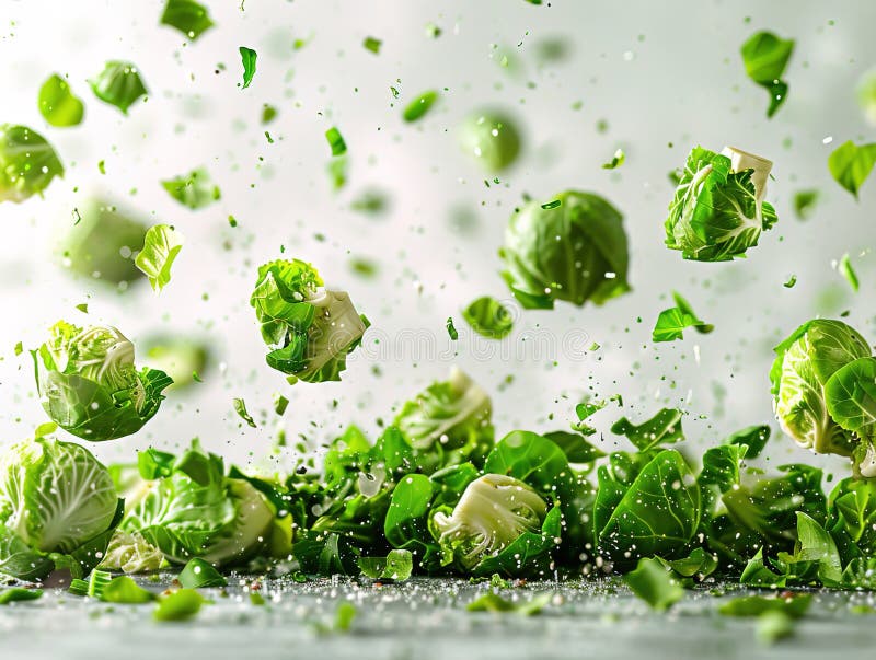 Photography of BRUSSELS SPROUTS Falling from the Sky, Hyperpop Colour ...