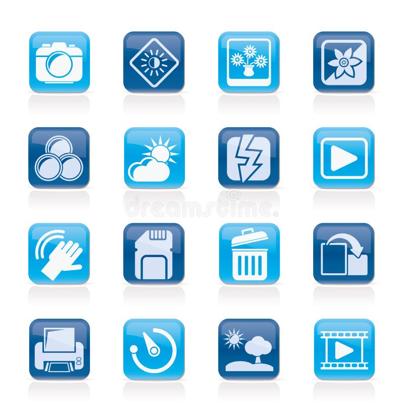 Photography and Camera Function Icons Stock Vector - Illustration of ...