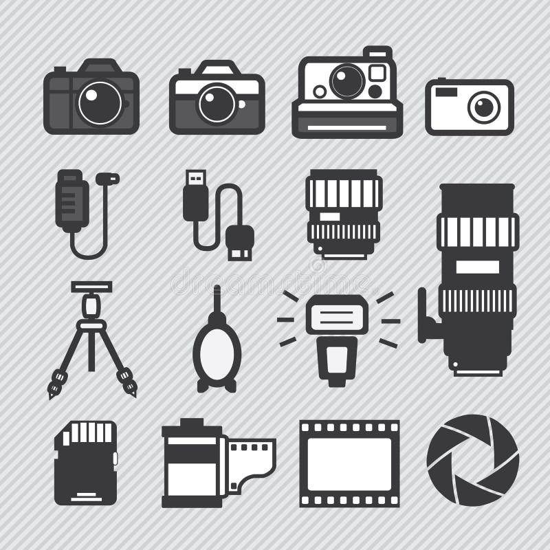 Photo Icons Accessories Set Vector Illustration Stock Vector ...