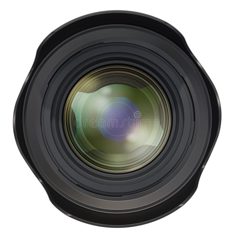 Photography Camera Lens, Front View. 3D Rendering Stock Illustration ...