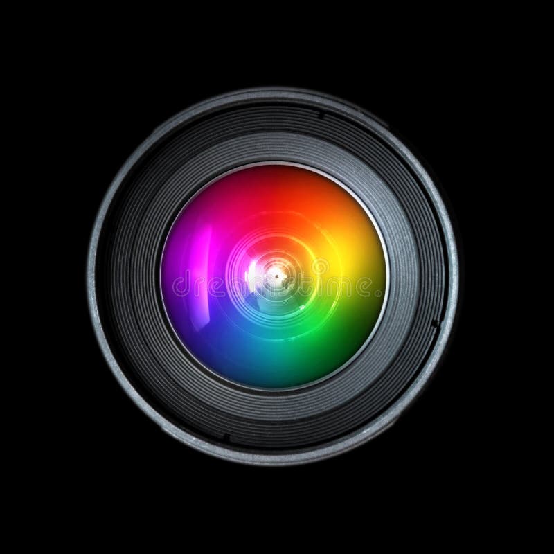 Photography Camera Lens, Front View Stock Photo - Image of black, shot ...