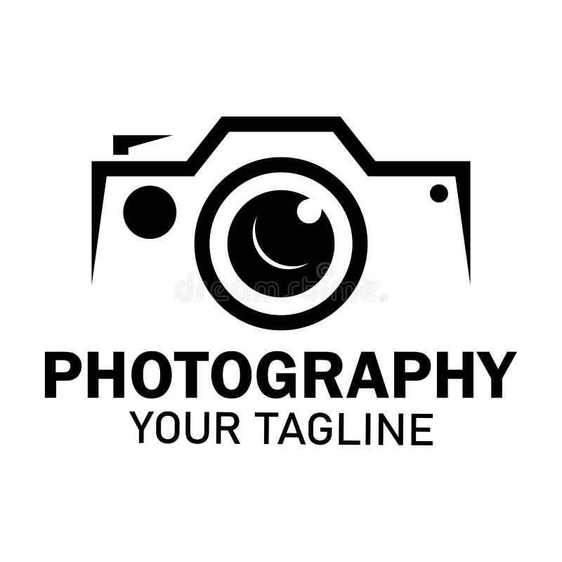 Photography Camera Logo Icon Vector Design Template Isolated on Black ...
