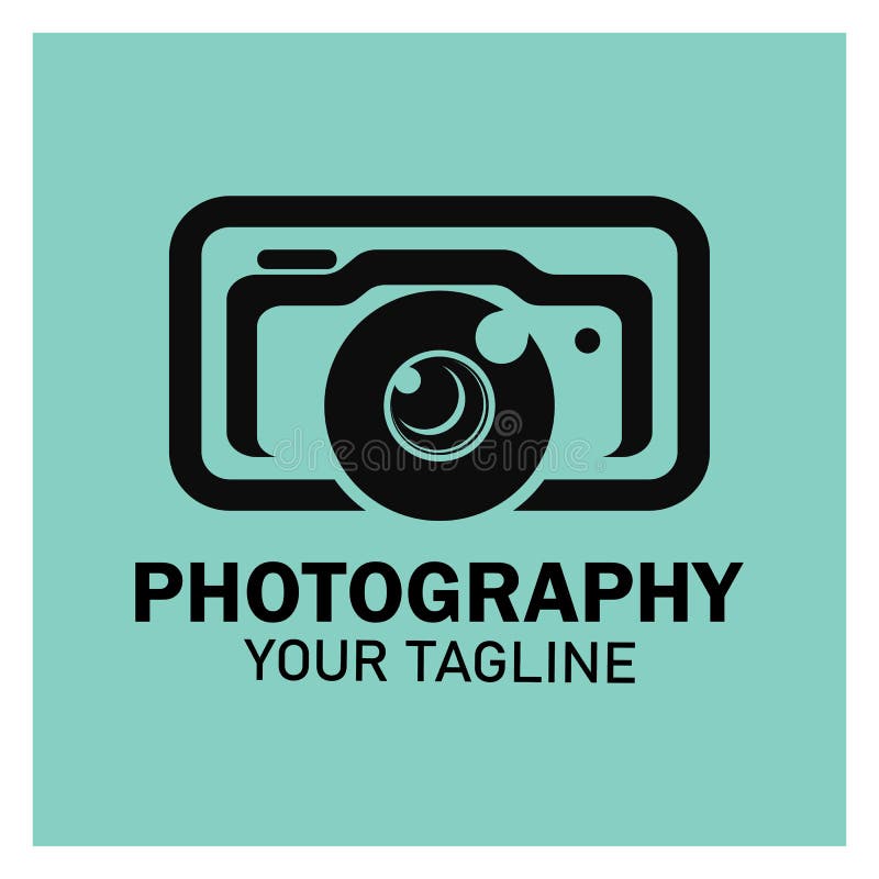 Photography Camera Logo Icon Vector Design Template Isolated on Black ...