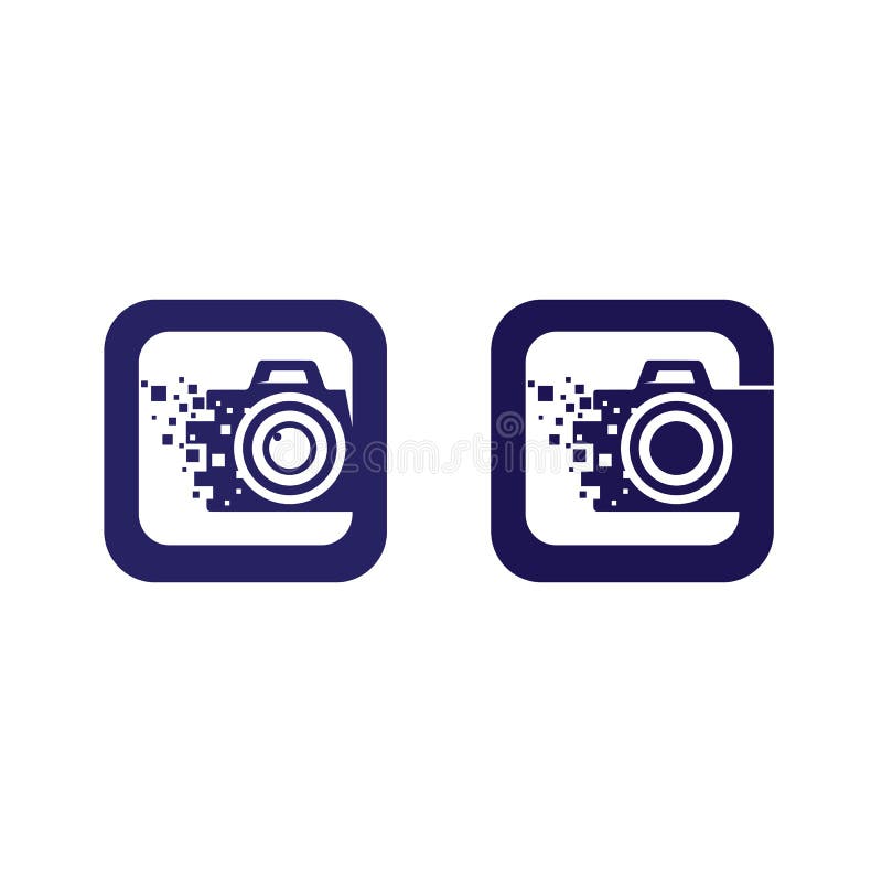 Photography Camera Logo Icon Vector Design Template Isolated on Black ...