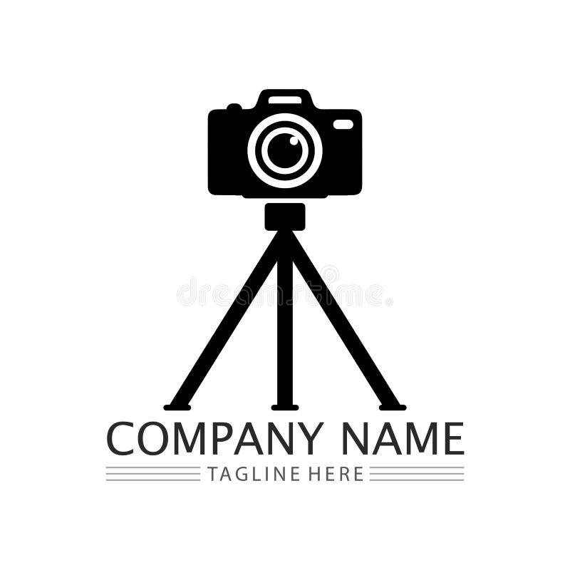 Photography Camera Logo Icon Vector Design Template Isolated on Black ...