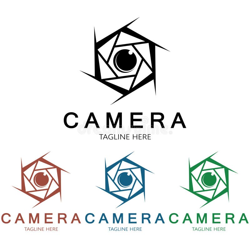 Photography Camera Logo Icon Vector Design Template Isolated on Black ...
