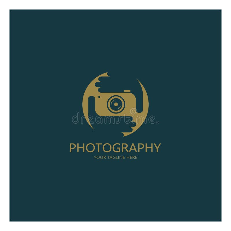 Photography Camera Logo Icon Vector Design Template Isolated on Black ...