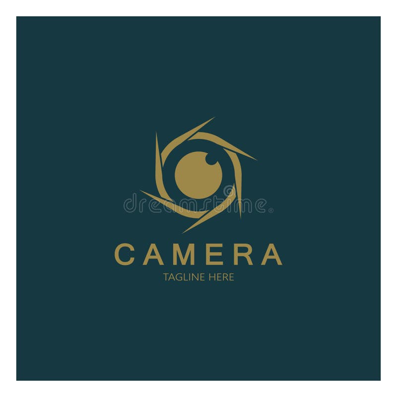 Photography Camera Logo Icon Vector Design Template Isolated on Black ...