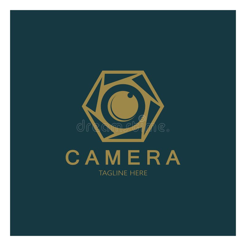 Photography Camera Logo Icon Vector Design Template Isolated on Black ...