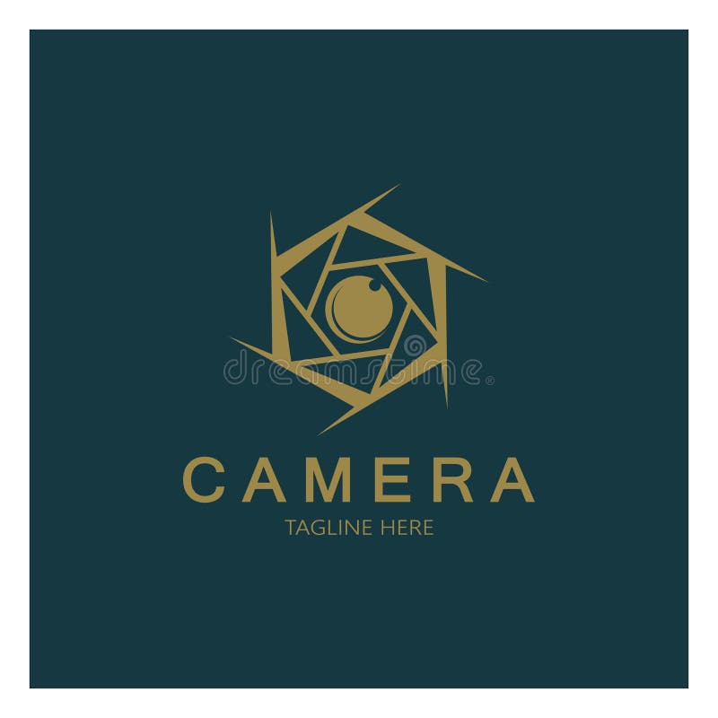Photography Camera Logo Icon Vector Design Template Isolated on Black ...