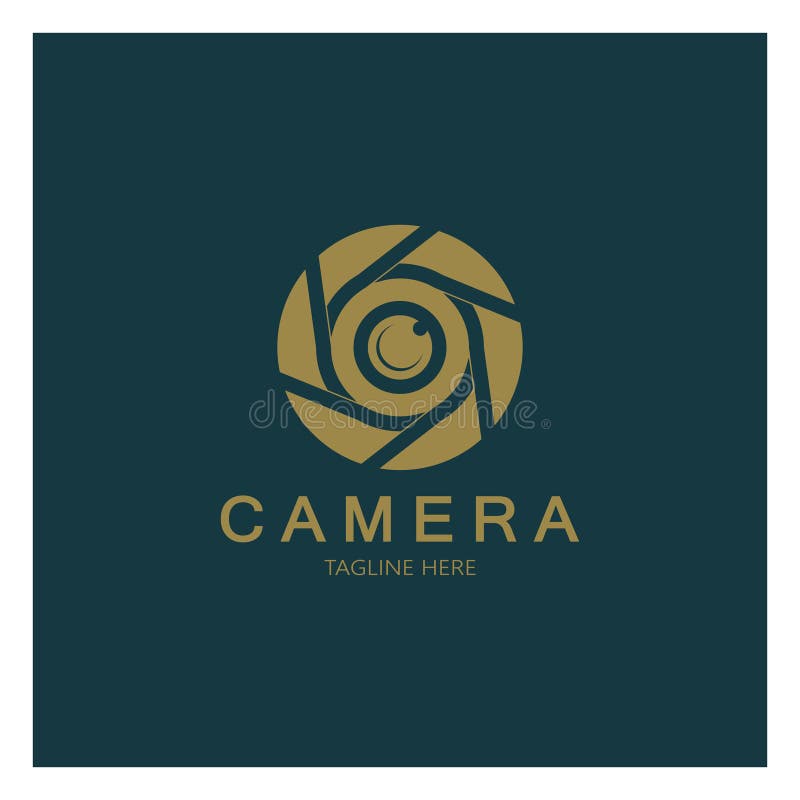 Photography Camera Logo Icon Vector Design Template Isolated on Black ...