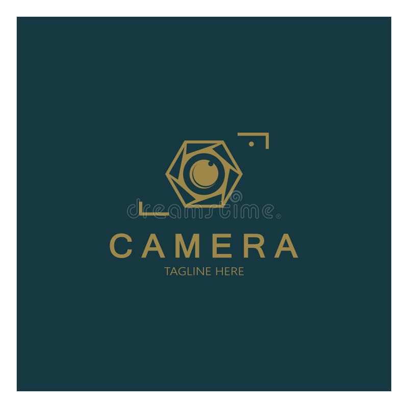 Photography Camera Logo Icon Vector Design Template Isolated on Black ...