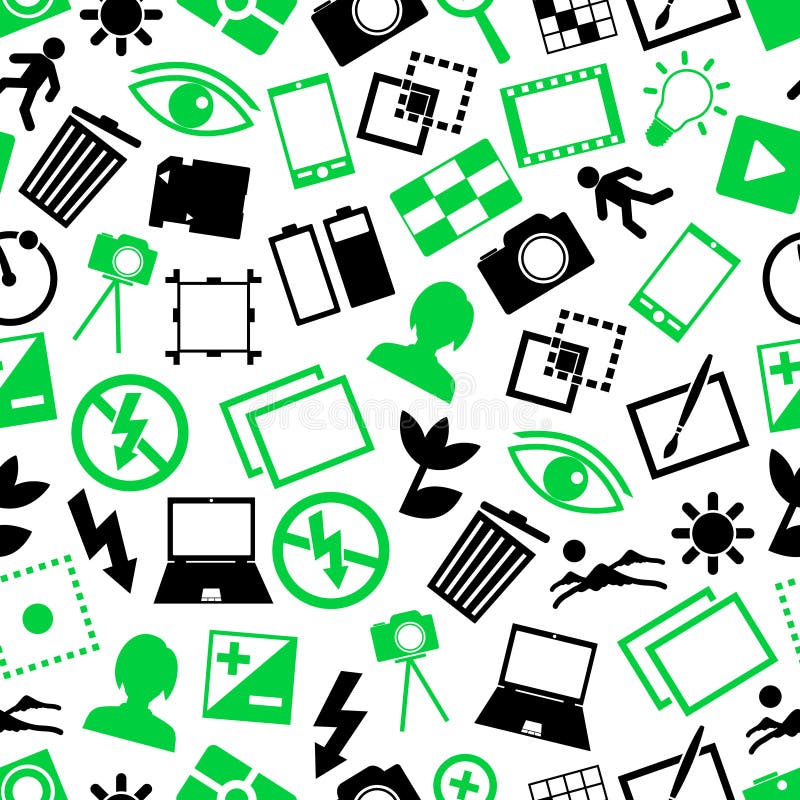 Photography and Camera Theme Simple Icons Seamless Pattern Eps10 Stock ...