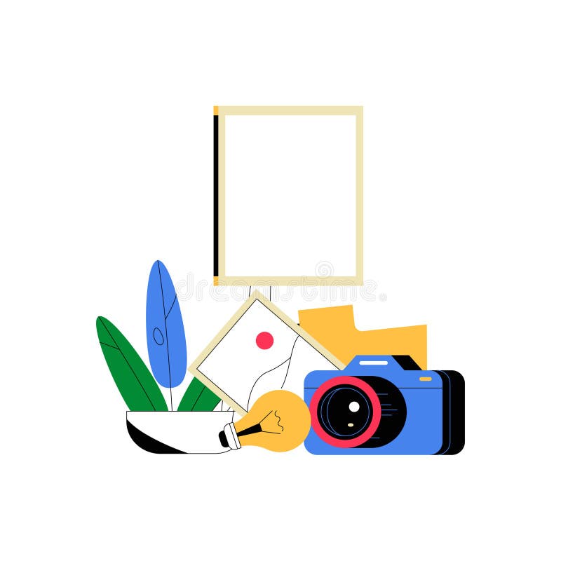 Photography Class Tools in Flat Vector Illustration Symbolizing ...