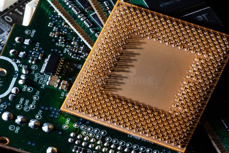 Photography of a Computer Electronic Chip on a Microcircuit Close-up ...