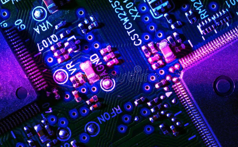 Photography of a Computer Electronic Chip on a Microcircuit Stock Photo ...
