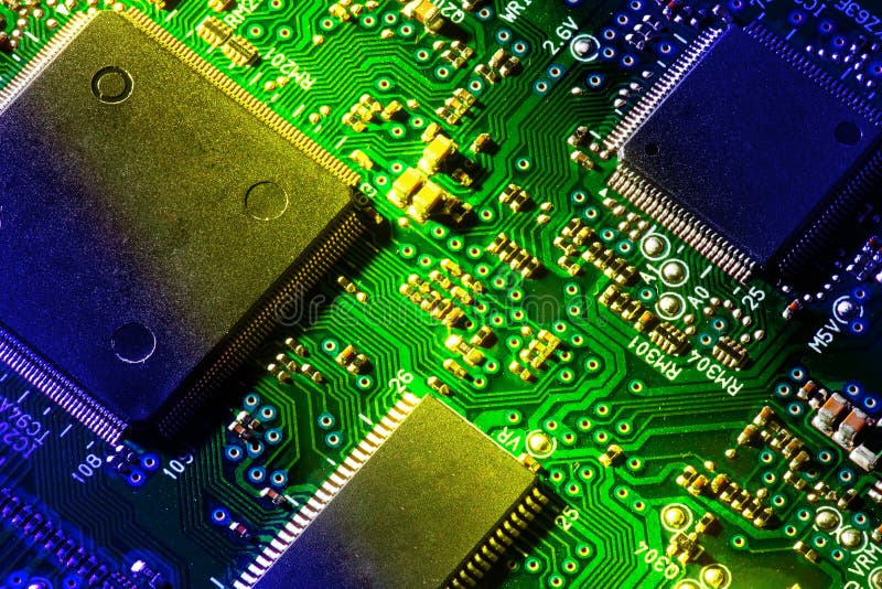 Photography of a Computer Electronic Chip on a Microcircuit Stock Image ...