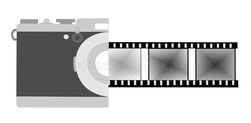 Old camera with negatives stock illustration. Illustration of obsolete ...