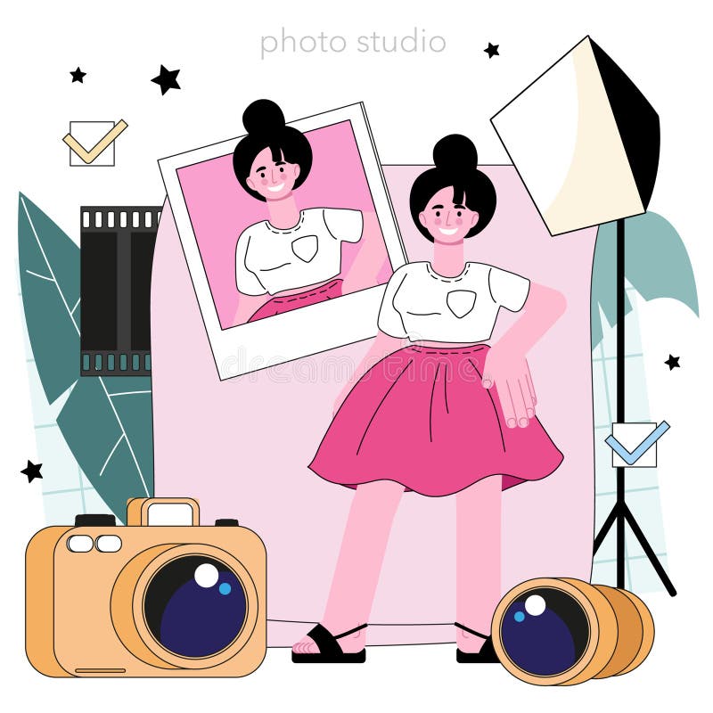 Photography Course. Photographer Teaching of Light Setting Stock Vector ...