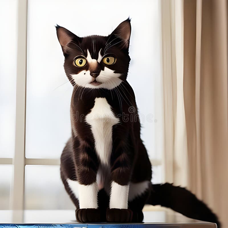 A Photography of a Cute Cat Sit Stock Illustration - Illustration of ...