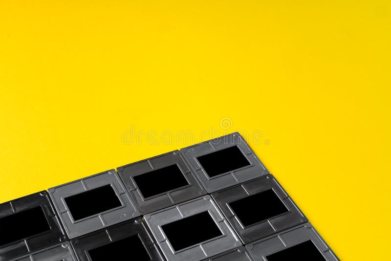 Photography Empty Slide Frames on Yellow Background Stock Image - Image ...