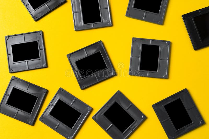 Photography Empty Slide Frames on Yellow Background Stock Photo - Image ...