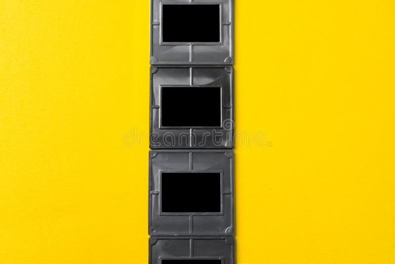 Photography Empty Slide Frames on Yellow Background Stock Image - Image ...