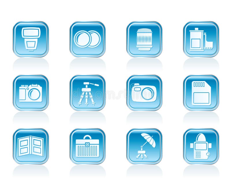 Photography Equipment and Tools Icons Stock Vector - Illustration of ...