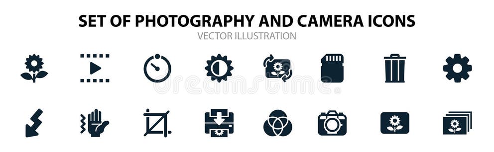 Set of Photography and Camera Icons Stock Vector - Illustration of tool ...